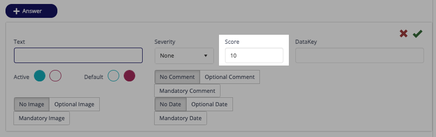 Setting a scoring system for a form – Vitre Support